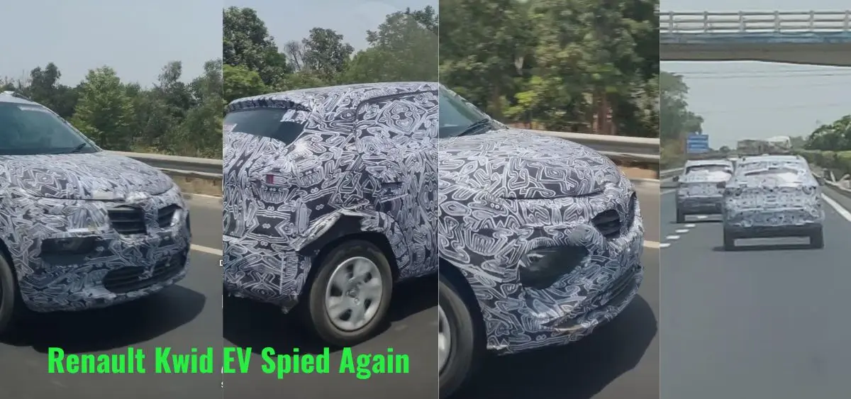 Renault Kwid EV Spied Again, Front-mounted Charging Port Confirmed